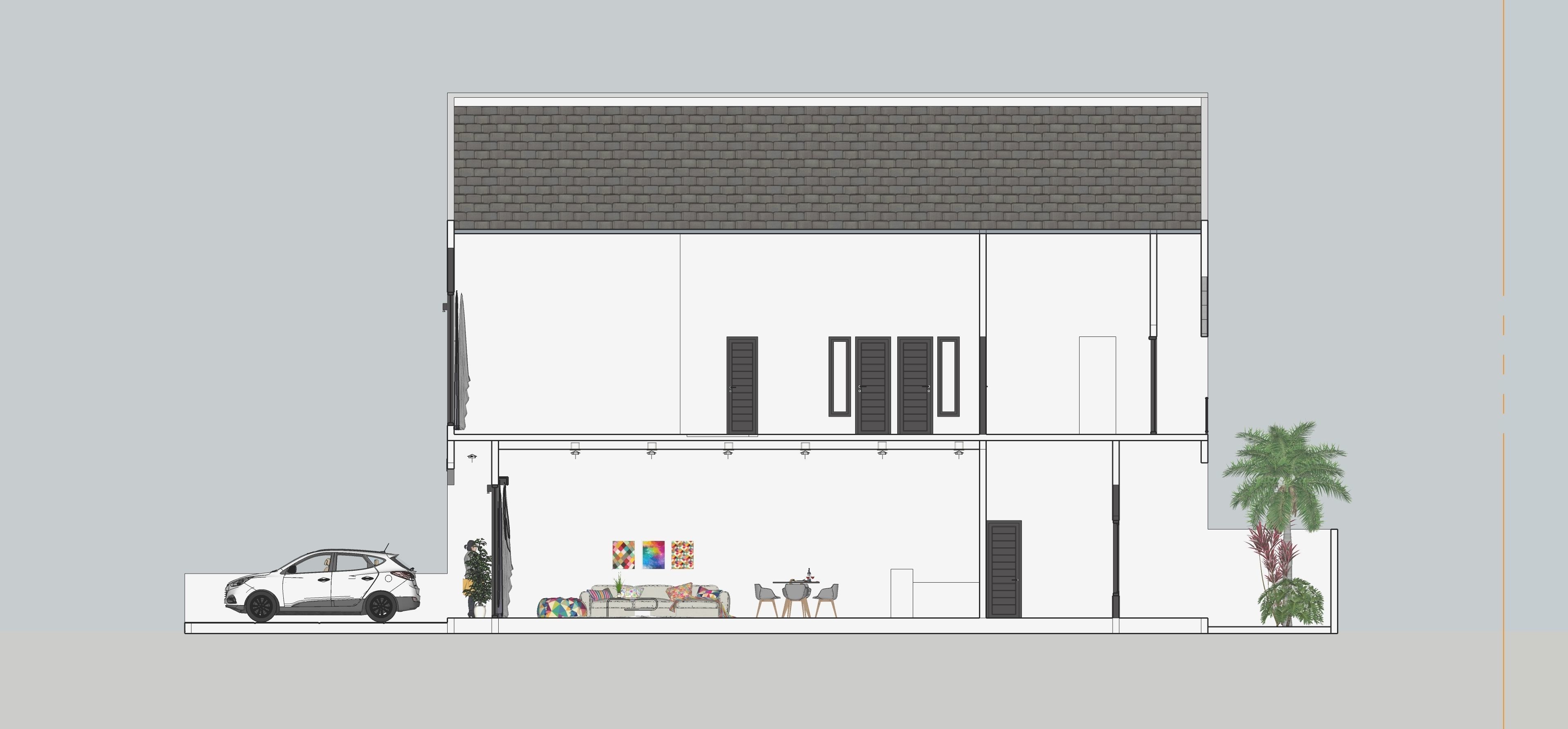 3D model TERRACE HOUSE EXTERIOR AND INTERIOR DESIGN VR / AR / low-poly ...