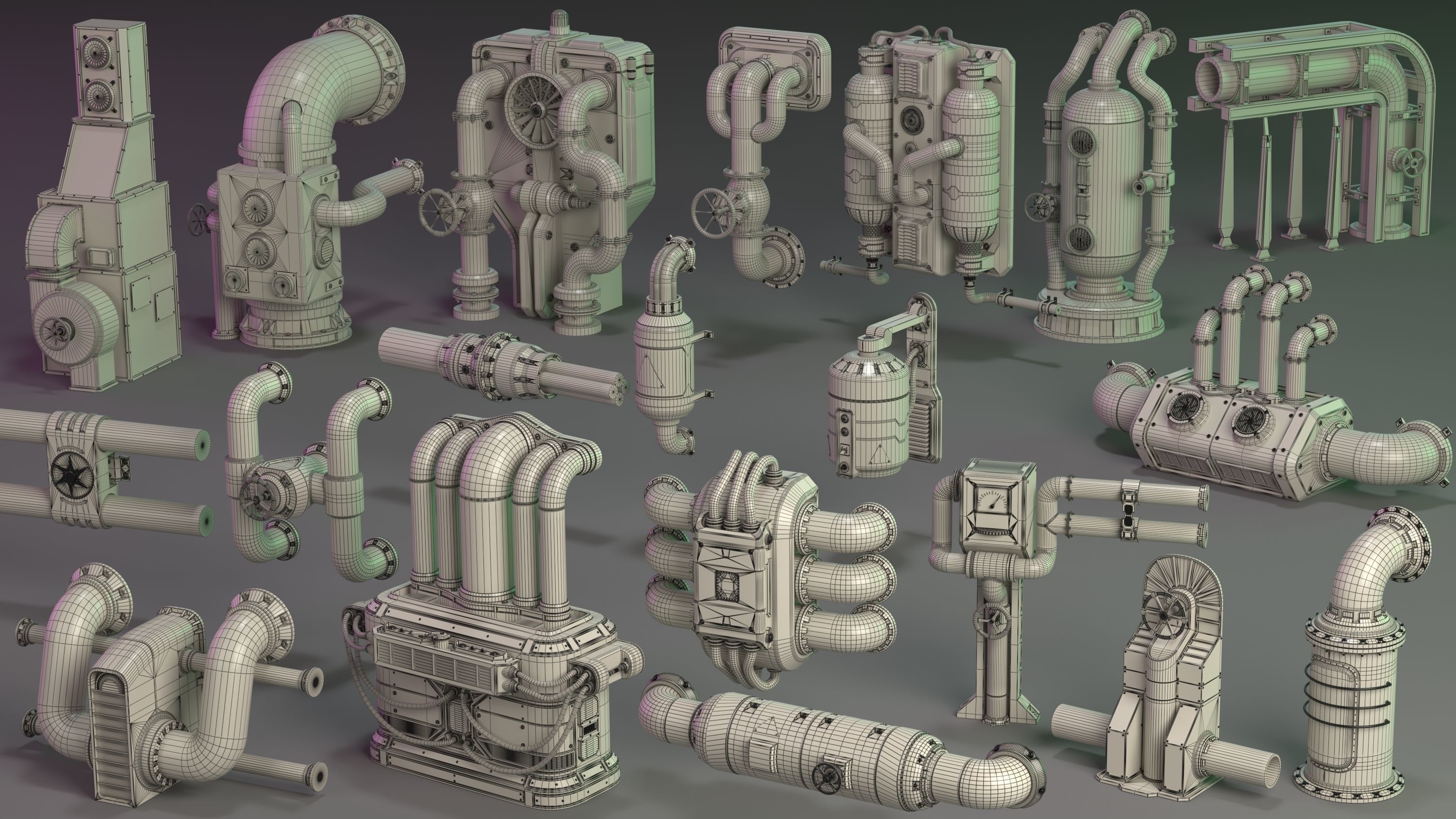 Wall Tube Mechanism Props 1 - 20 pieces 3D model | CGTrader