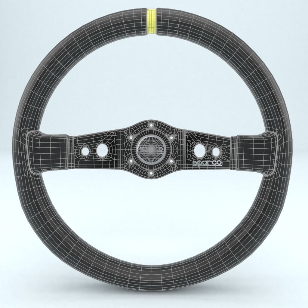 Steering Wheel Sparco R215 Leather Black 3D model | CGTrader