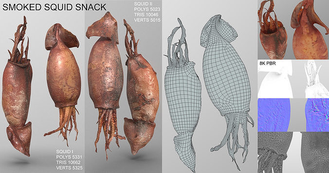 A smoked squid snack 3D model | CGTrader
