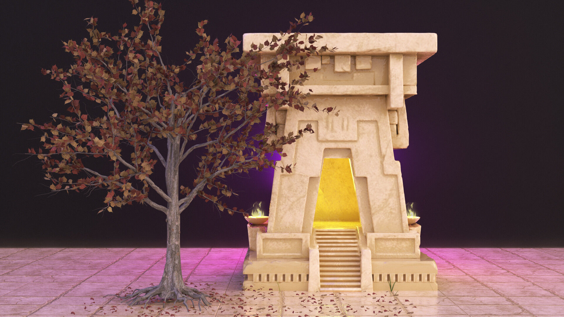 3D model Detailed Mayan Temple Model Full scene VR / AR / low-poly ...