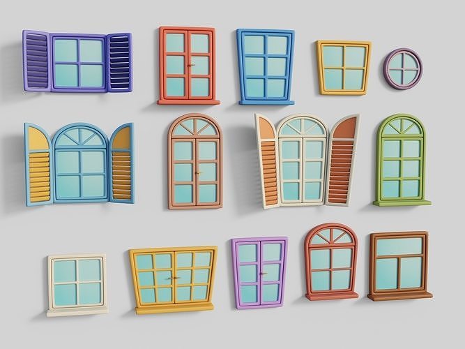 3D model Cartoon Windows Collection 3 VR / AR / low-poly | CGTrader