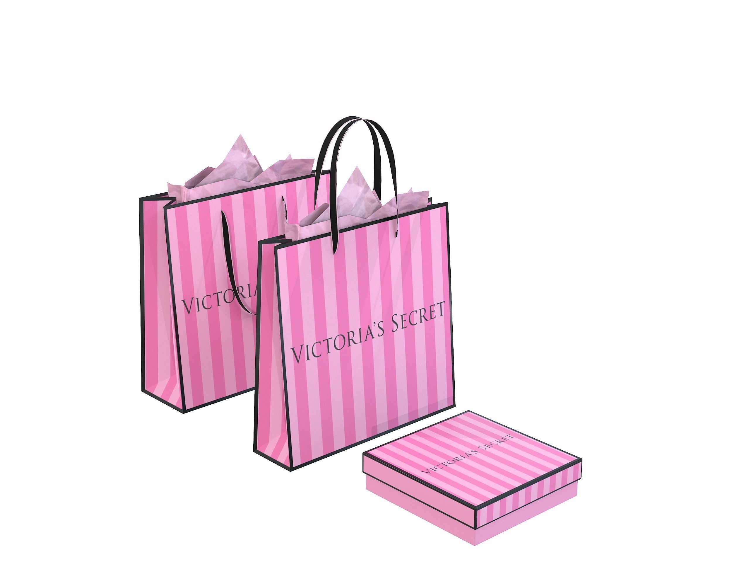 3D model Victorias Secret Gift Bag and Box VR / AR / low-poly | CGTrader