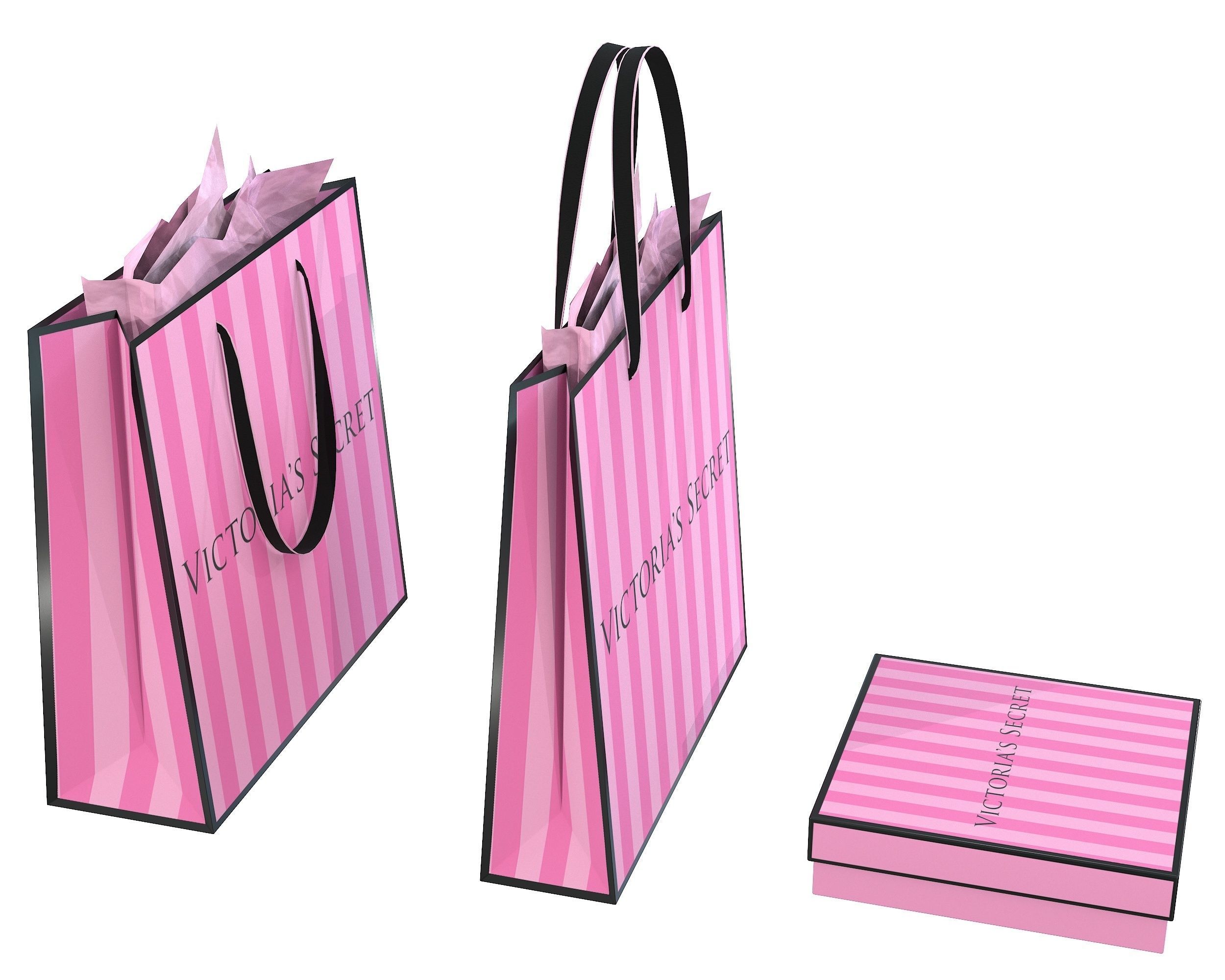 3D model Victorias Secret Gift Bag and Box VR / AR / low-poly | CGTrader