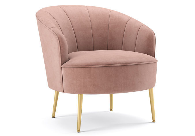 Matilda Velvet Shell Accent Chair 3D model | CGTrader