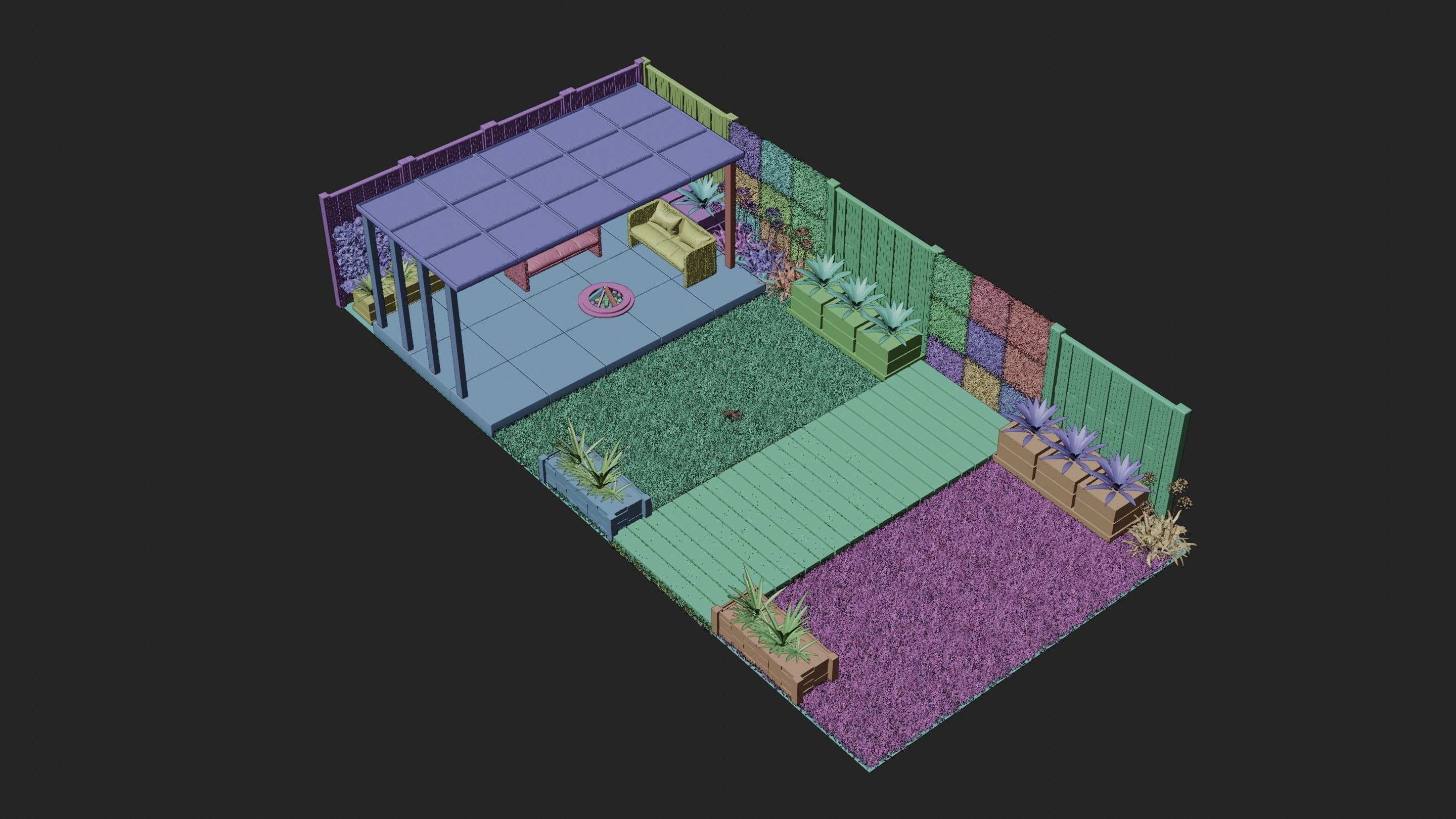3D model 3D Lawn garden illustration VR / AR / low-poly | CGTrader