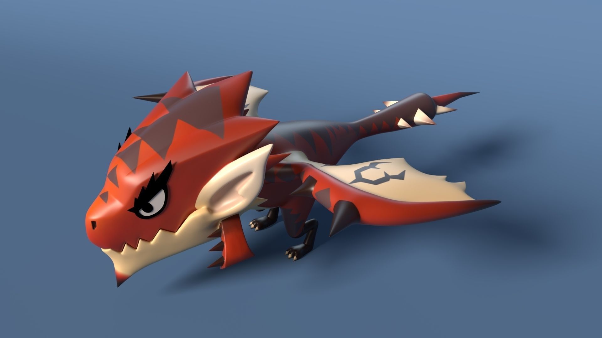 Male Fire Dragon Rathalos Monster Hunter World rise dinosaur 3D model ...