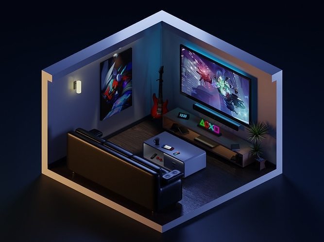 Low Poly Isometric - Room free VR / AR / low-poly 3D model | CGTrader