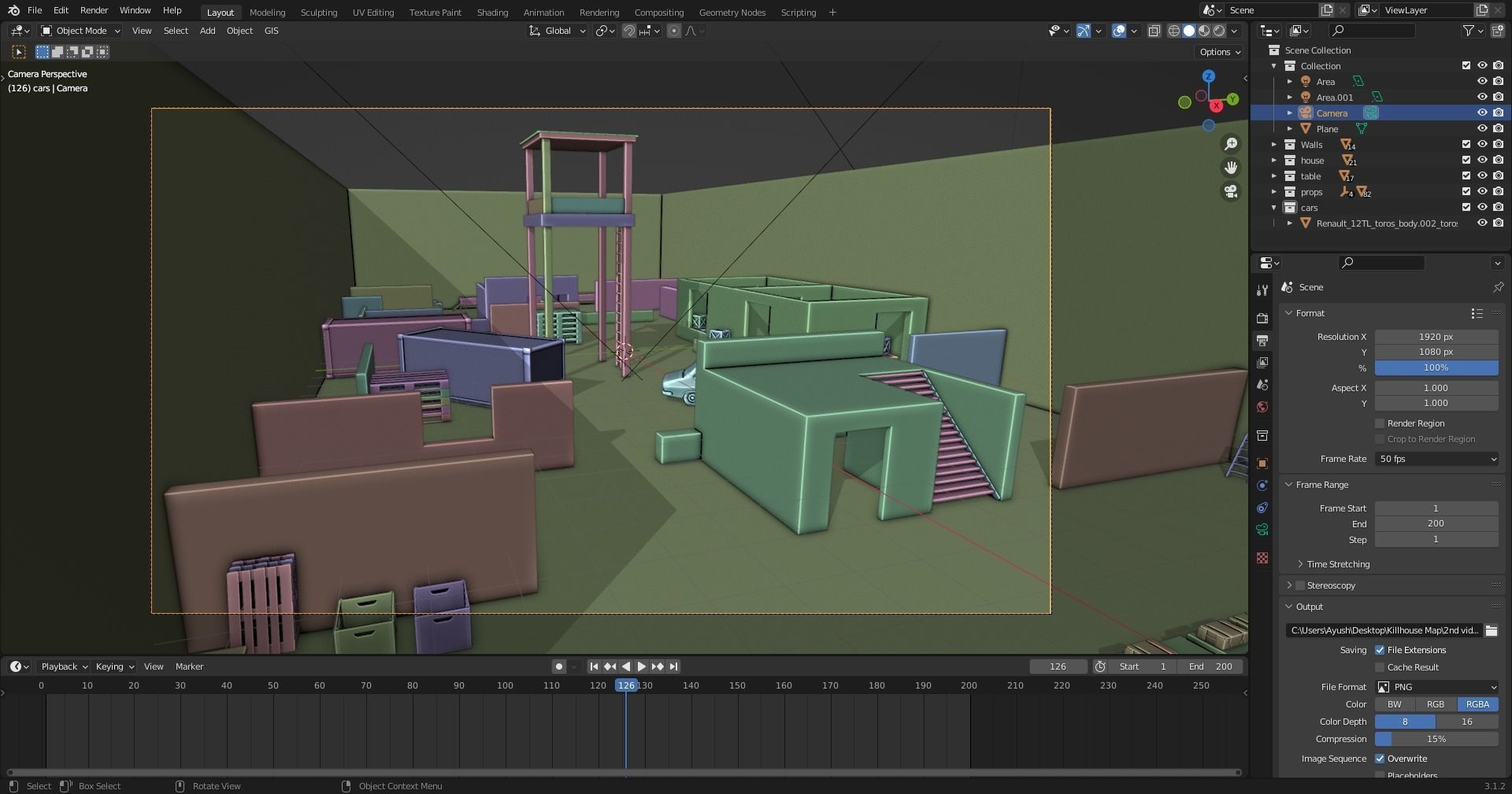 Call of Duty Killhouse Map free VR / AR / low-poly 3D model animated ...