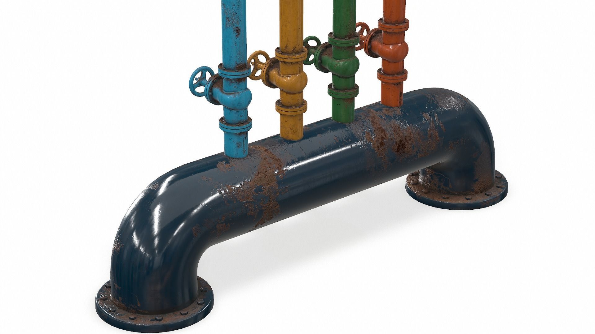 3D model Colorful Pipes and Valves VR / AR / low-poly | CGTrader