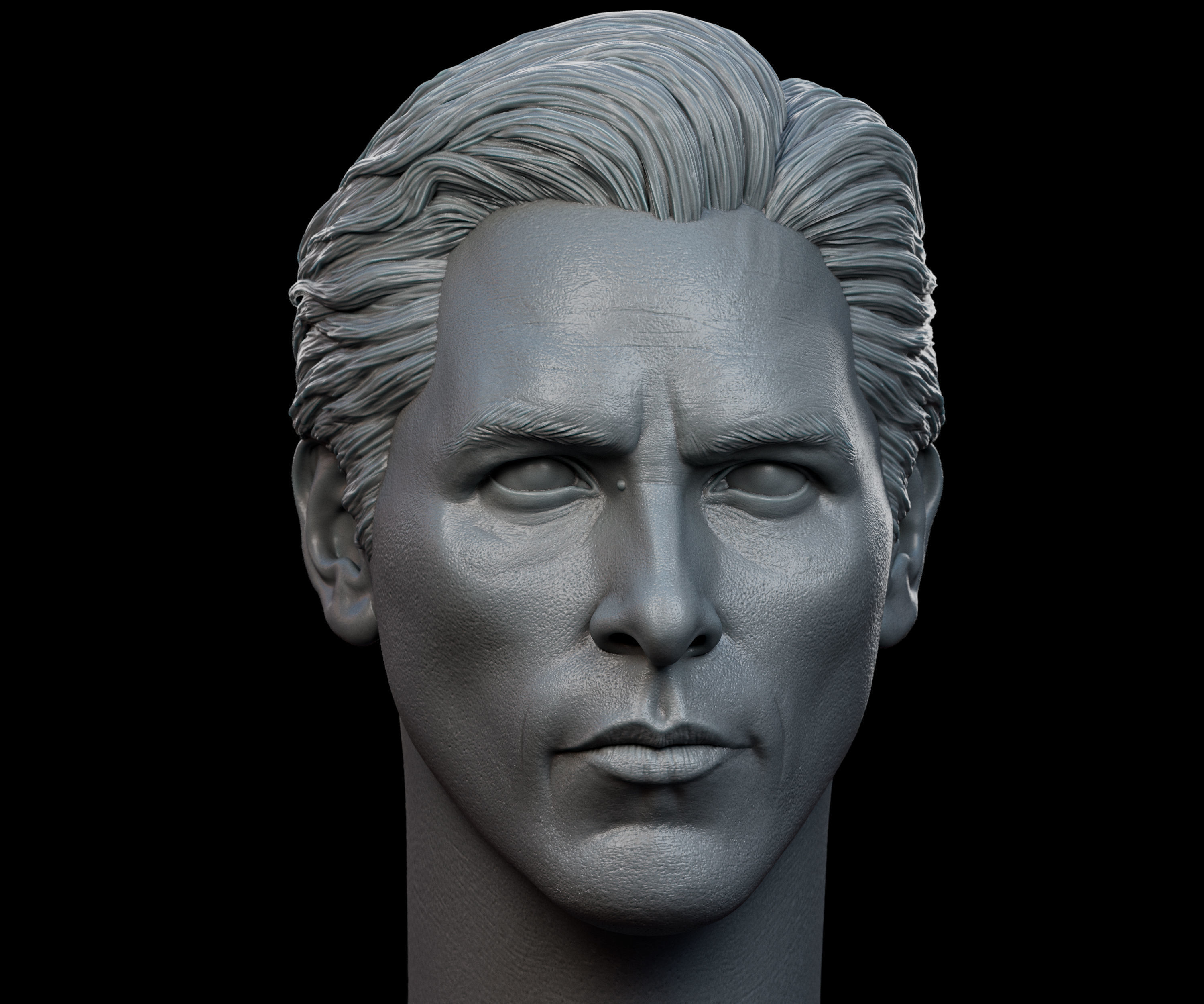Christian Bale- Bruce Wayne Head 3D model 3D printable | CGTrader