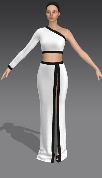 TWO PIECES BLACK AND WHITE COLOR BLOCK SUIT LOOK 3D model | CGTrader