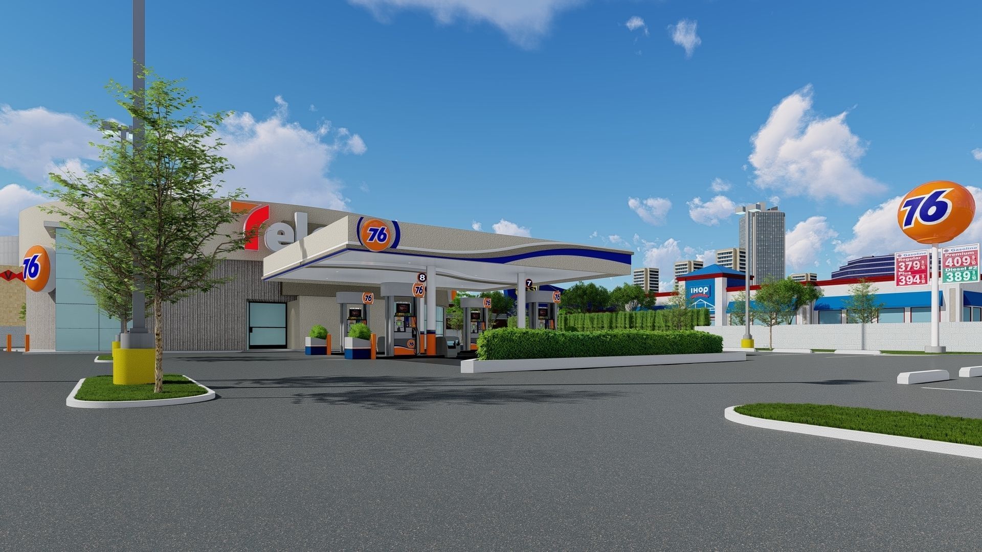 3D model 7eleven Gas Station - Updated as obj dae blender and sketchup ...