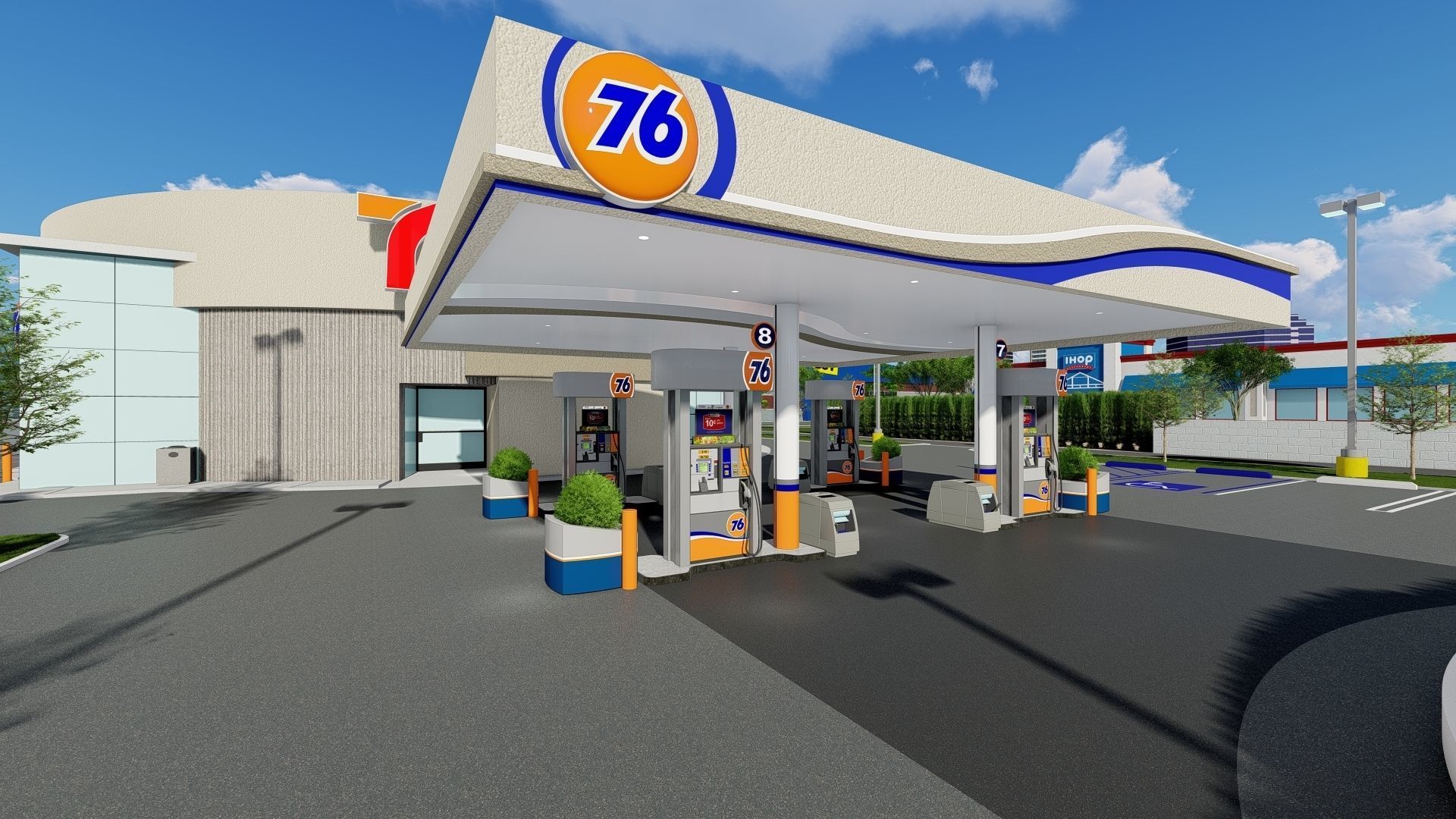 3D model 7eleven Gas Station - Updated as obj dae blender and sketchup ...