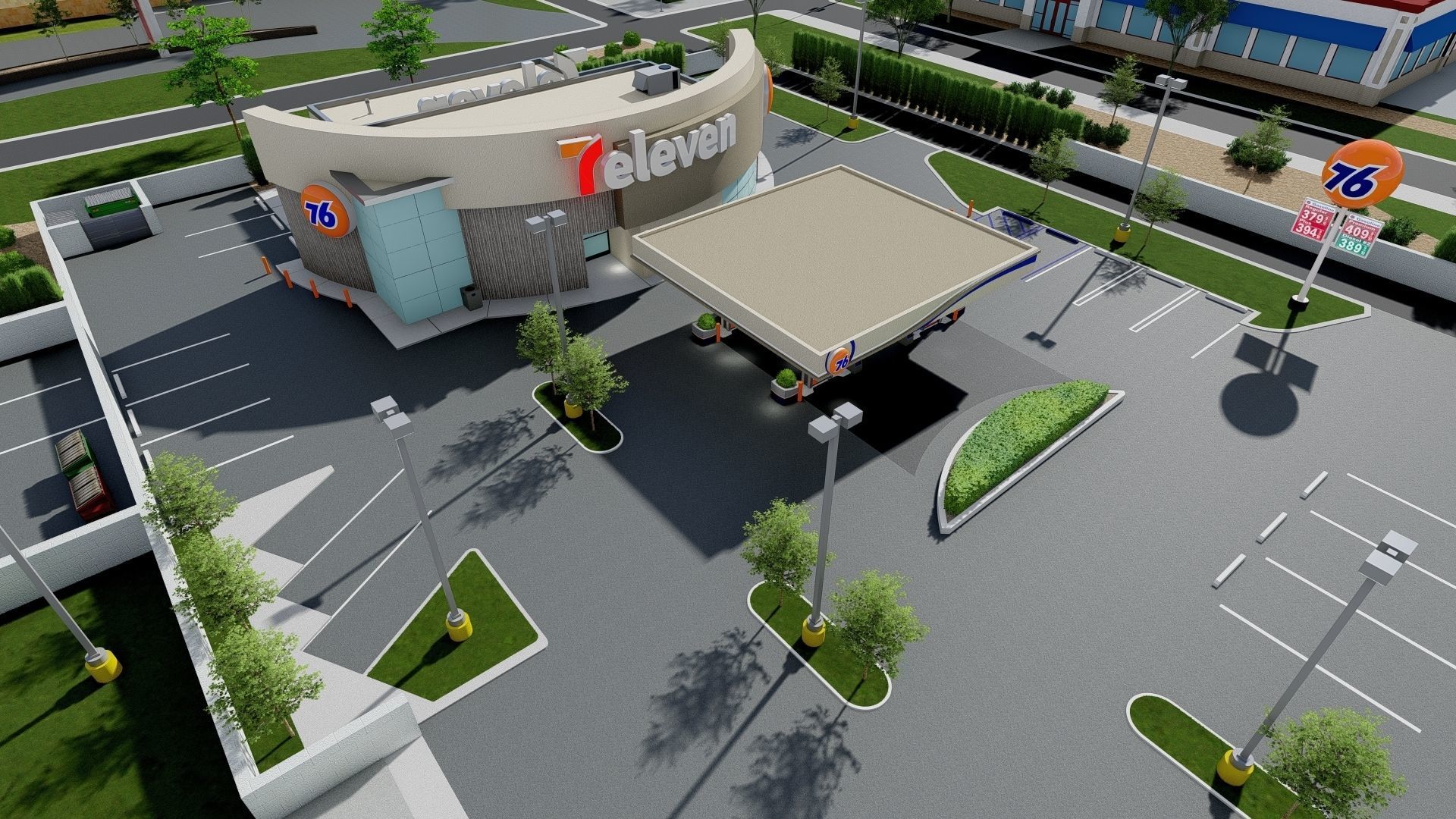 3D model 7eleven Gas Station - Updated as obj dae blender and sketchup ...