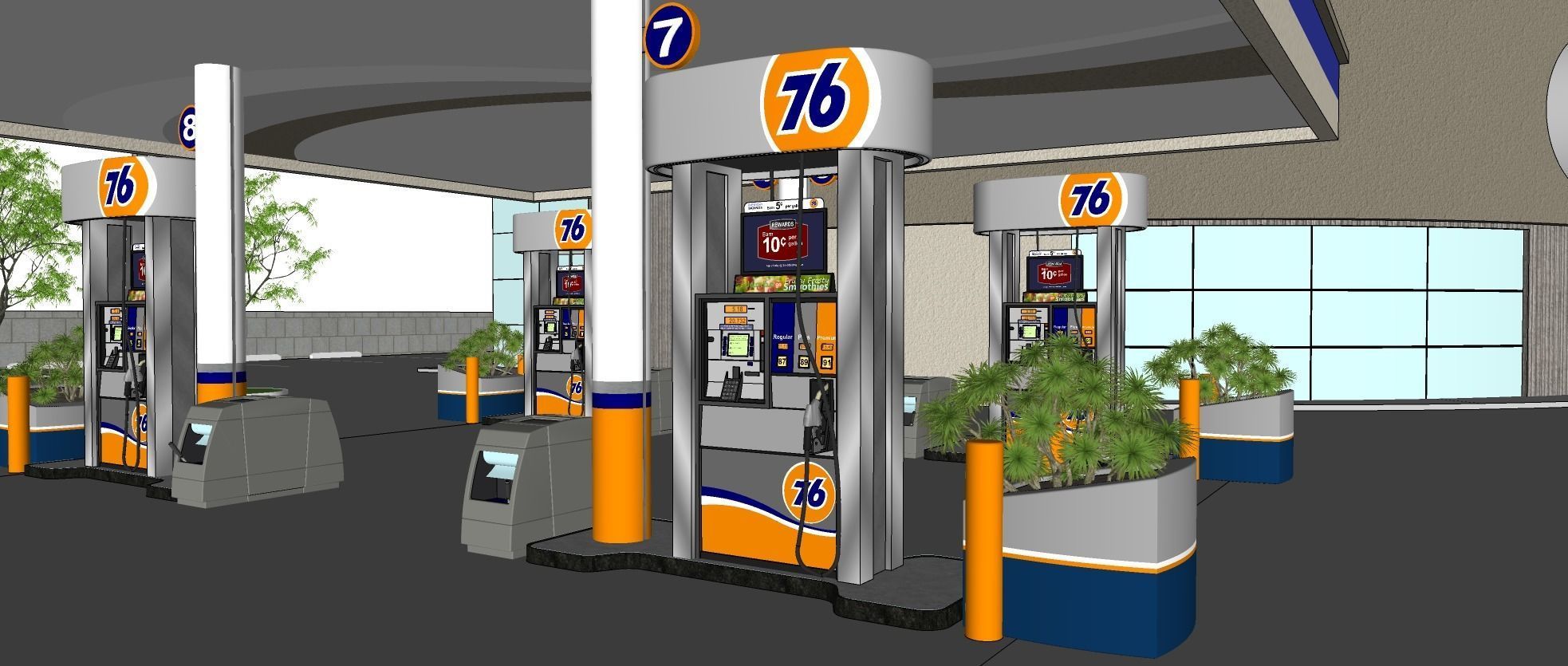 3D model 7eleven Gas Station - Updated as obj dae blender and sketchup ...