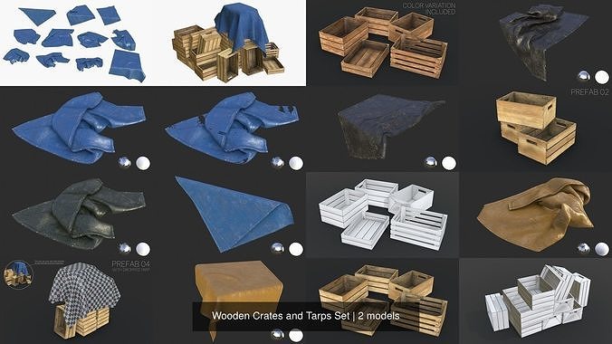 Wooden Crates and Tarps Set 3D Model Collection | CGTrader