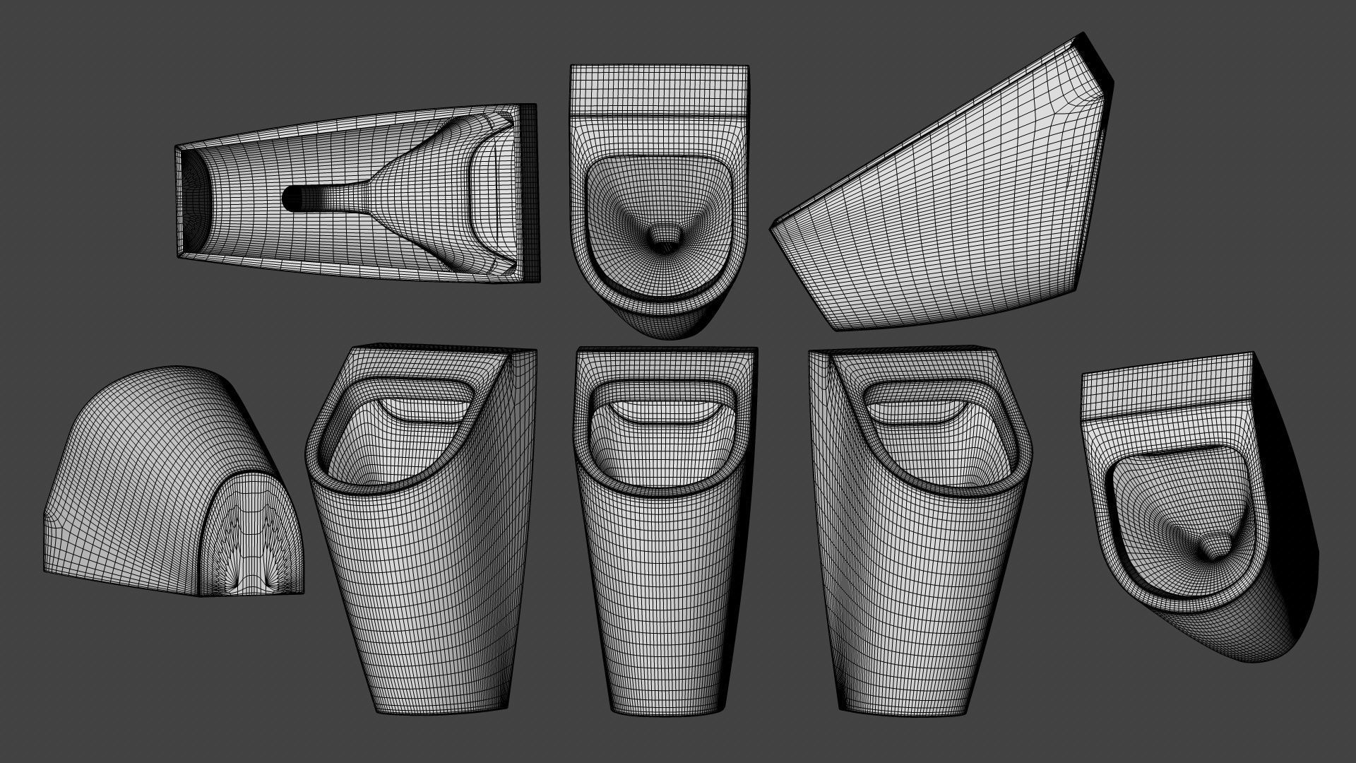 Urinal on tiled wall free 3D model | CGTrader