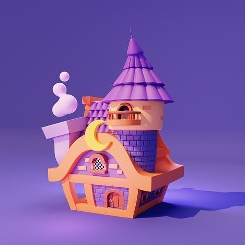 Cartoon Cute Witch or Wizard House Tower 3D model | CGTrader