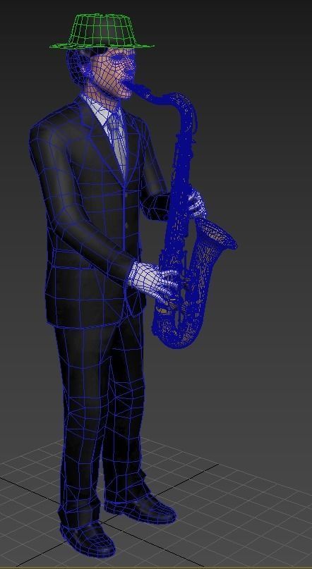 3D model Man playing saxophone rigged and animated VR / AR / low-poly ...