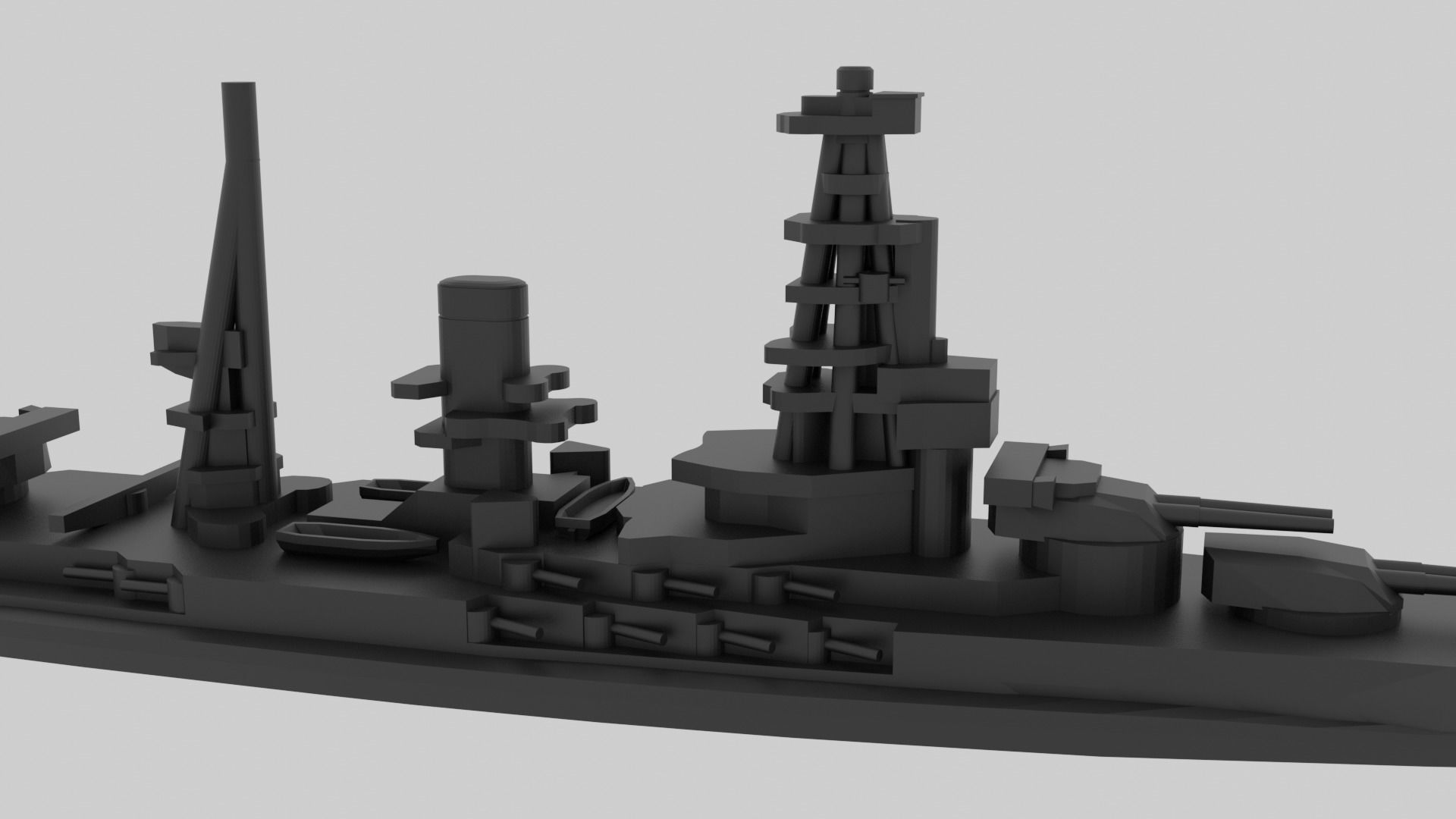 IJN Mutsu- Model for small scale printing free 3D model 3D printable ...