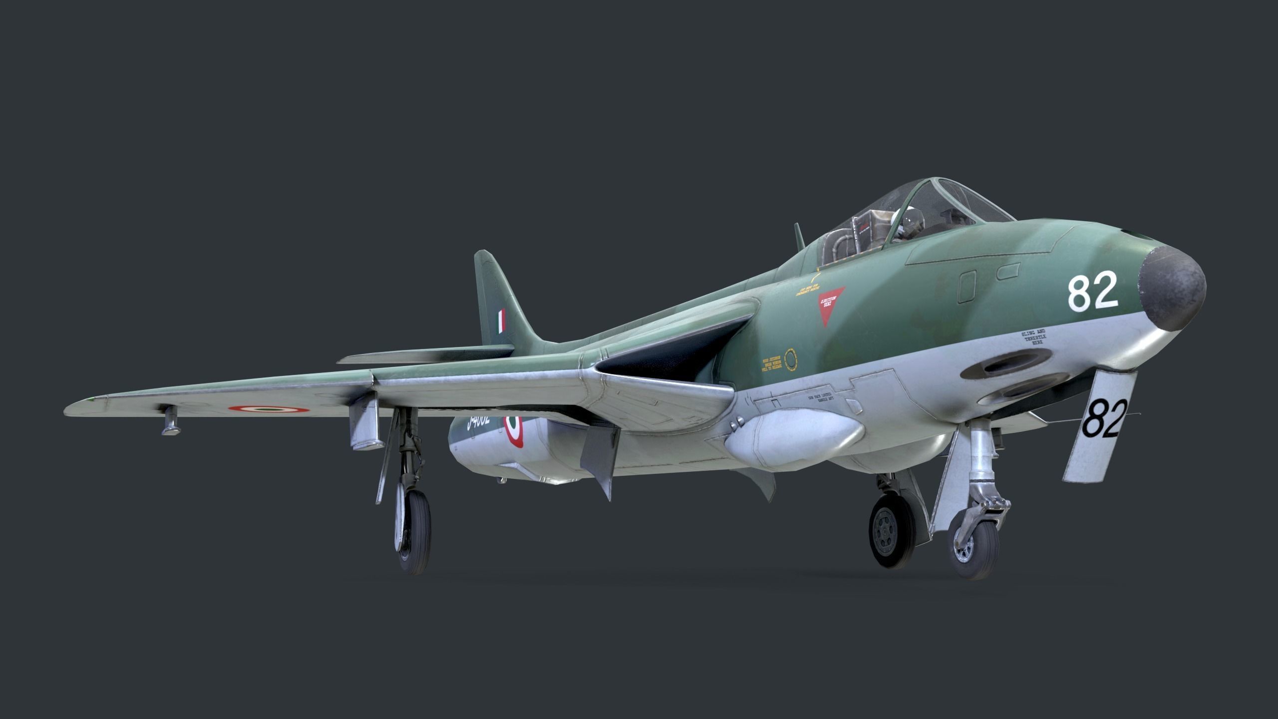 3D model Lowpoly Hawker Hunter MK56 jet with Pilot VR / AR / low-poly ...