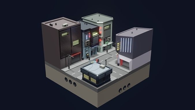 3D model Cyberpunk City Block VR / AR / low-poly | CGTrader
