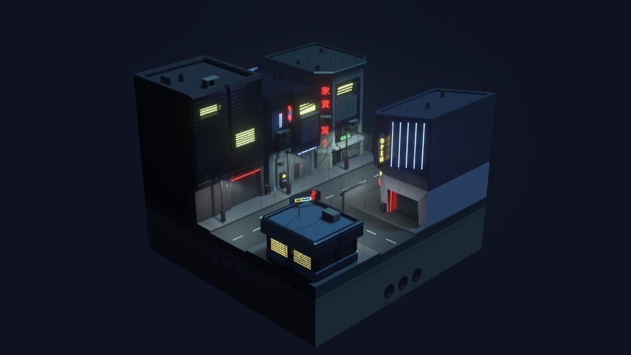 3D model Cyberpunk City Block VR / AR / low-poly | CGTrader