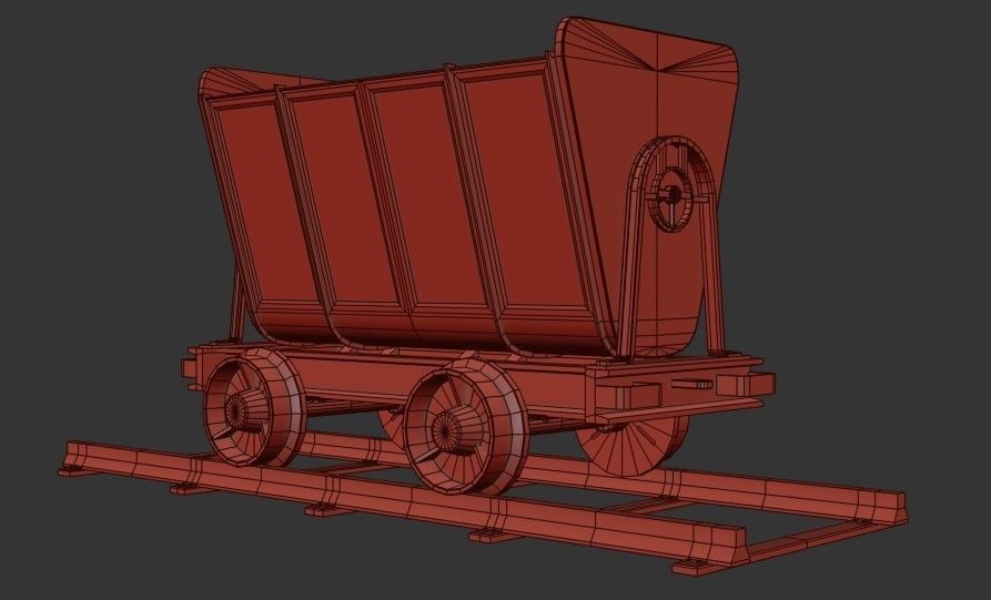 3D model Mine Cart With Track VR / AR / low-poly | CGTrader