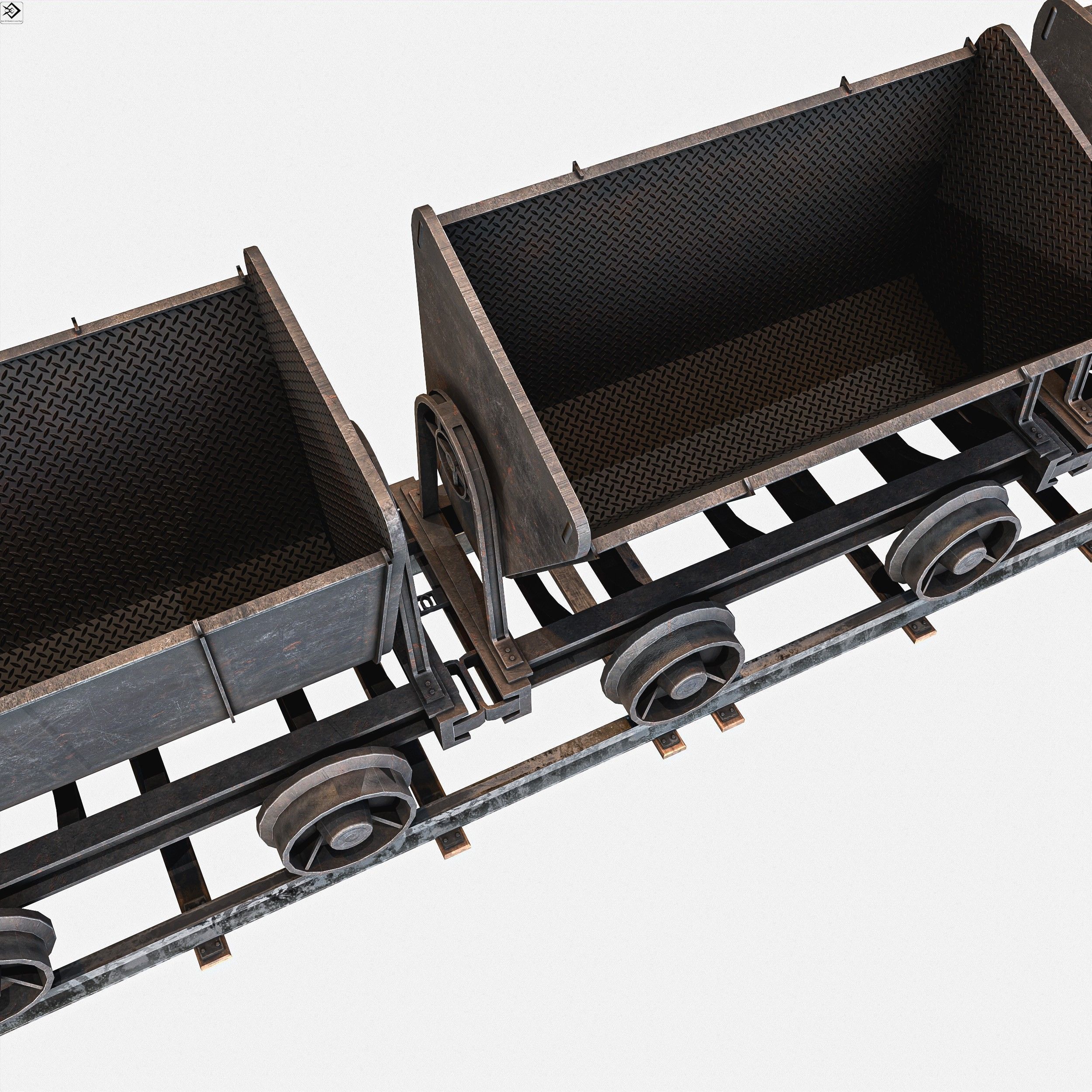 3D model Mine Cart With Track VR / AR / low-poly | CGTrader