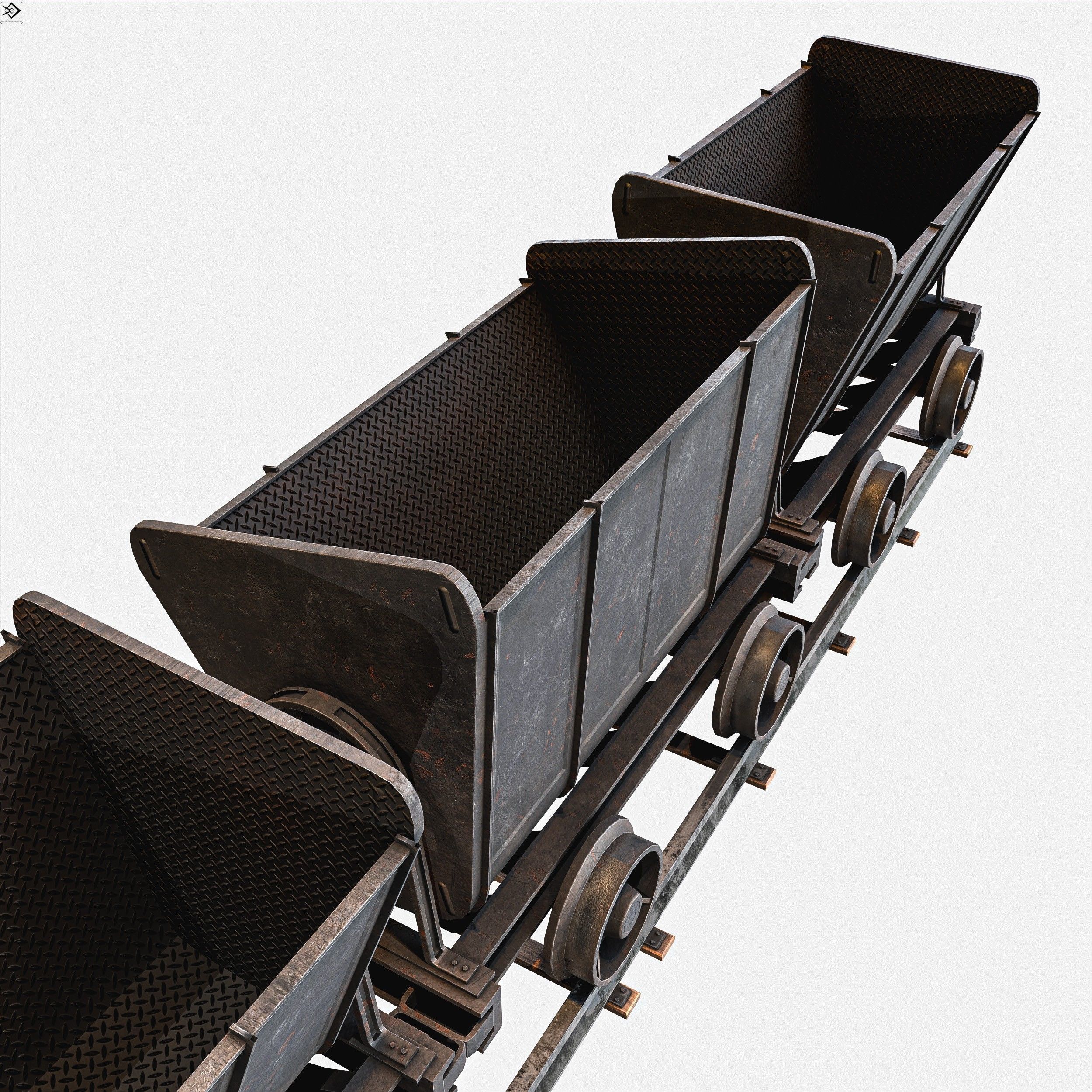 3D model Mine Cart With Track VR / AR / low-poly | CGTrader