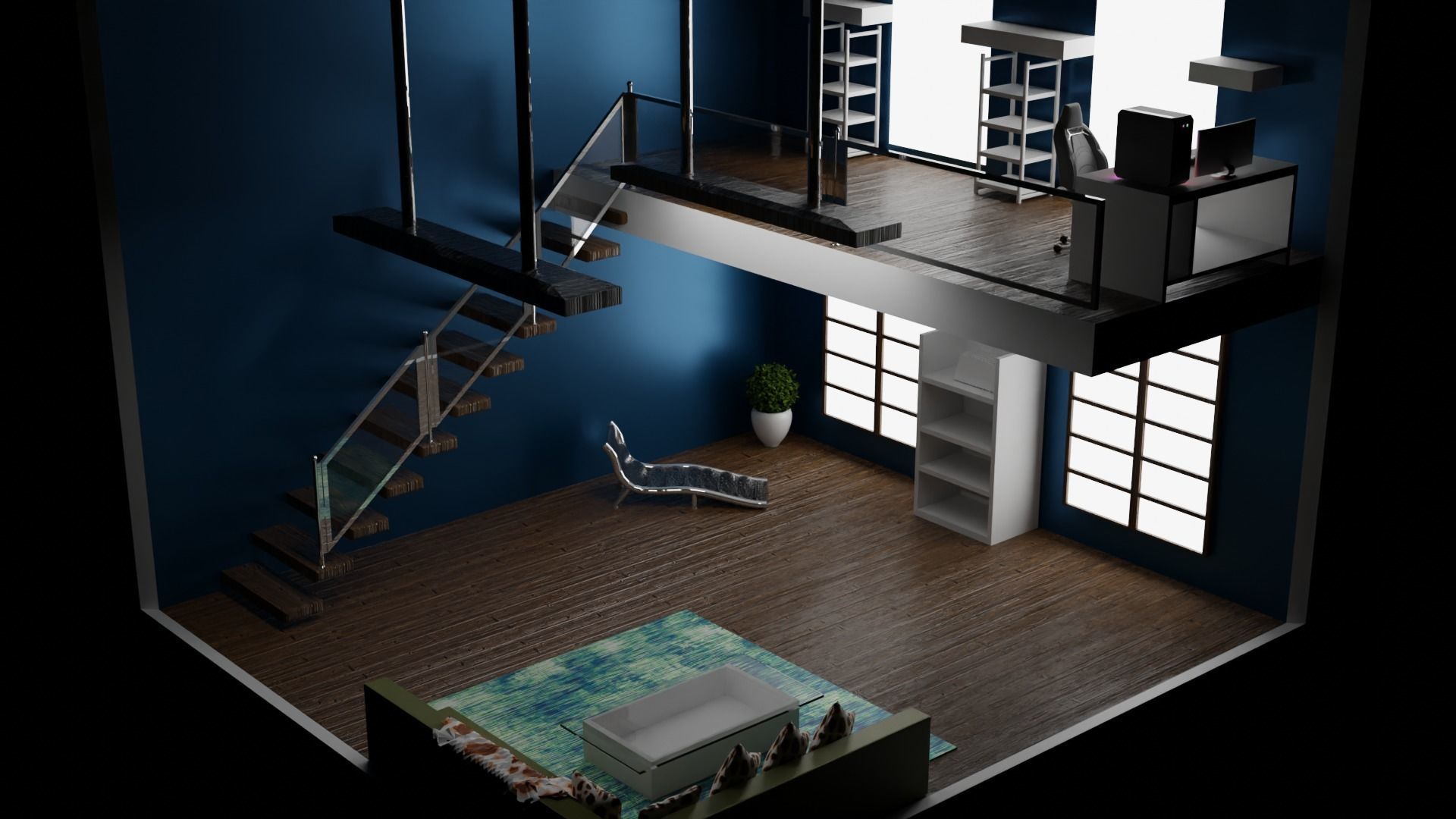 Simple room 3D model rigged | CGTrader