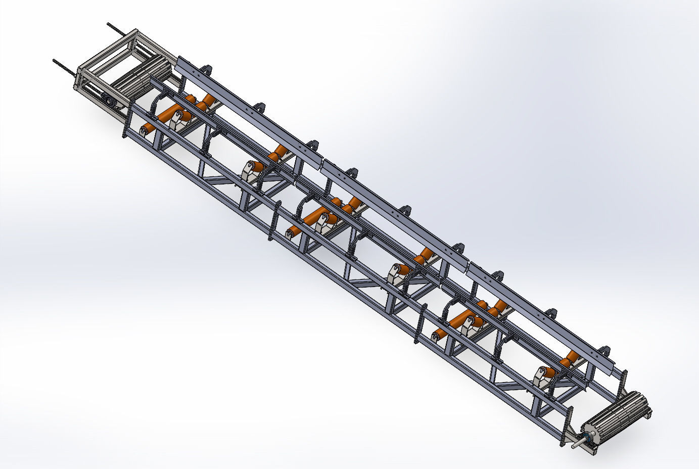 5 meters 500 mm WIDTH V TYPE BELT CONVEYOR WITH SCRAPER 3D model | CGTrader