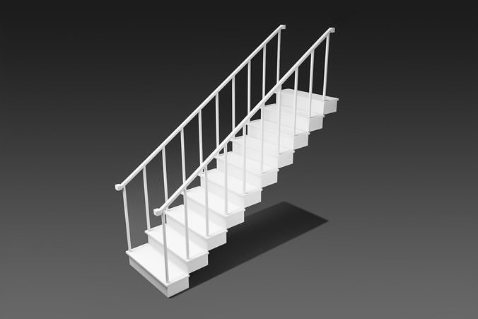 Simple stairs with railings 3D model | CGTrader