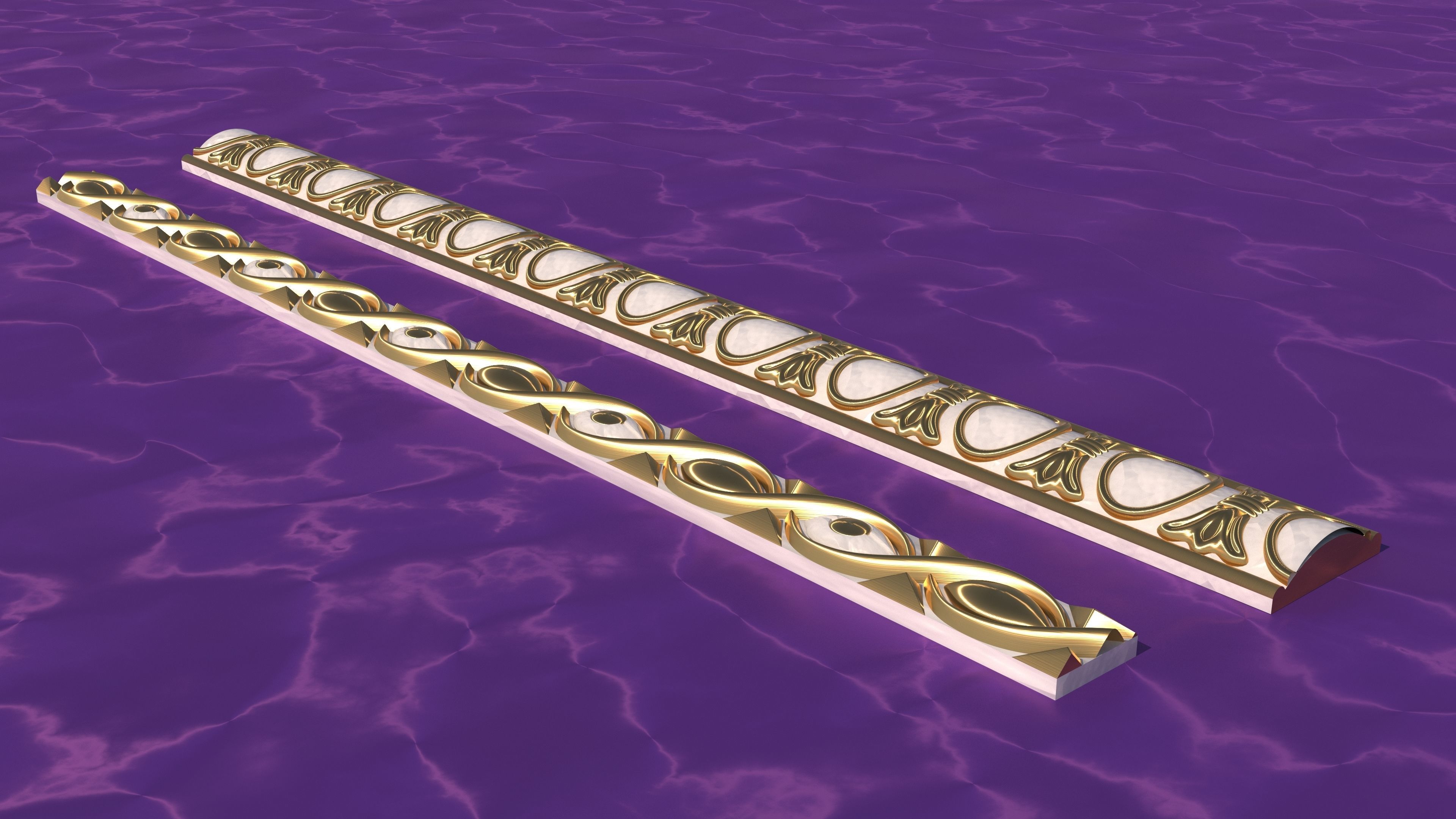 3D DECORATION pair of gold rods in water 3D model | CGTrader