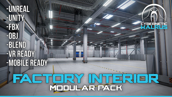 3D model Factory Interior - Modular Pack VR / AR / low-poly | CGTrader
