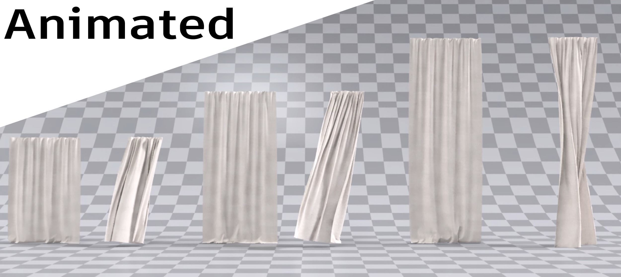 Animated curtain fabric blowing in the wind animation 3D model animated ...