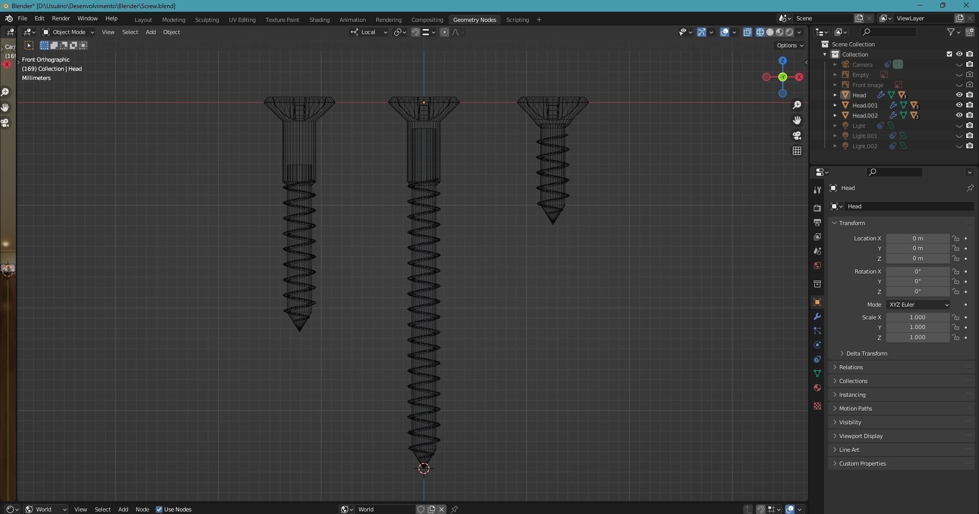 3D model Golden Philips Screw Chipboard Editable Render Ready Model VR ...