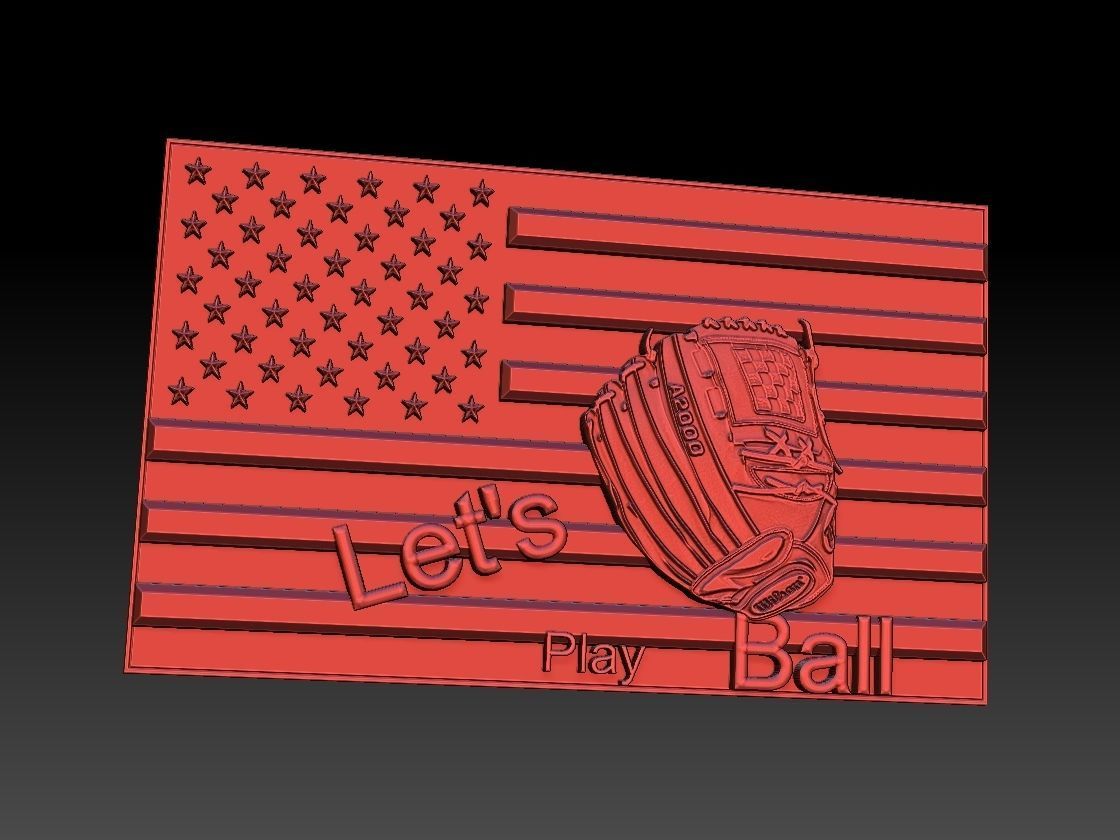 usa flag lets play ball 3D model 3D printable | CGTrader