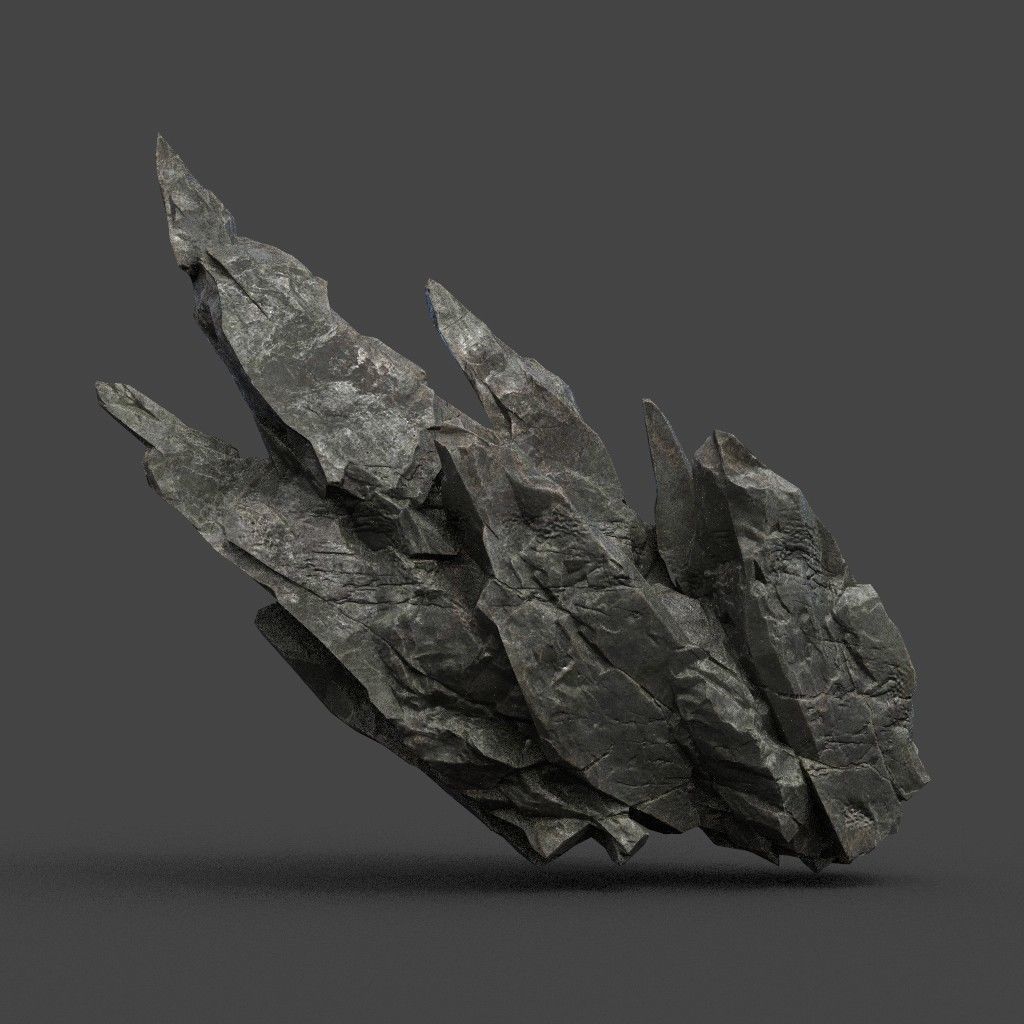 3D model Scifi Black Sharp Rock 220611 - Ultra HD 16K Textures VR / AR ...