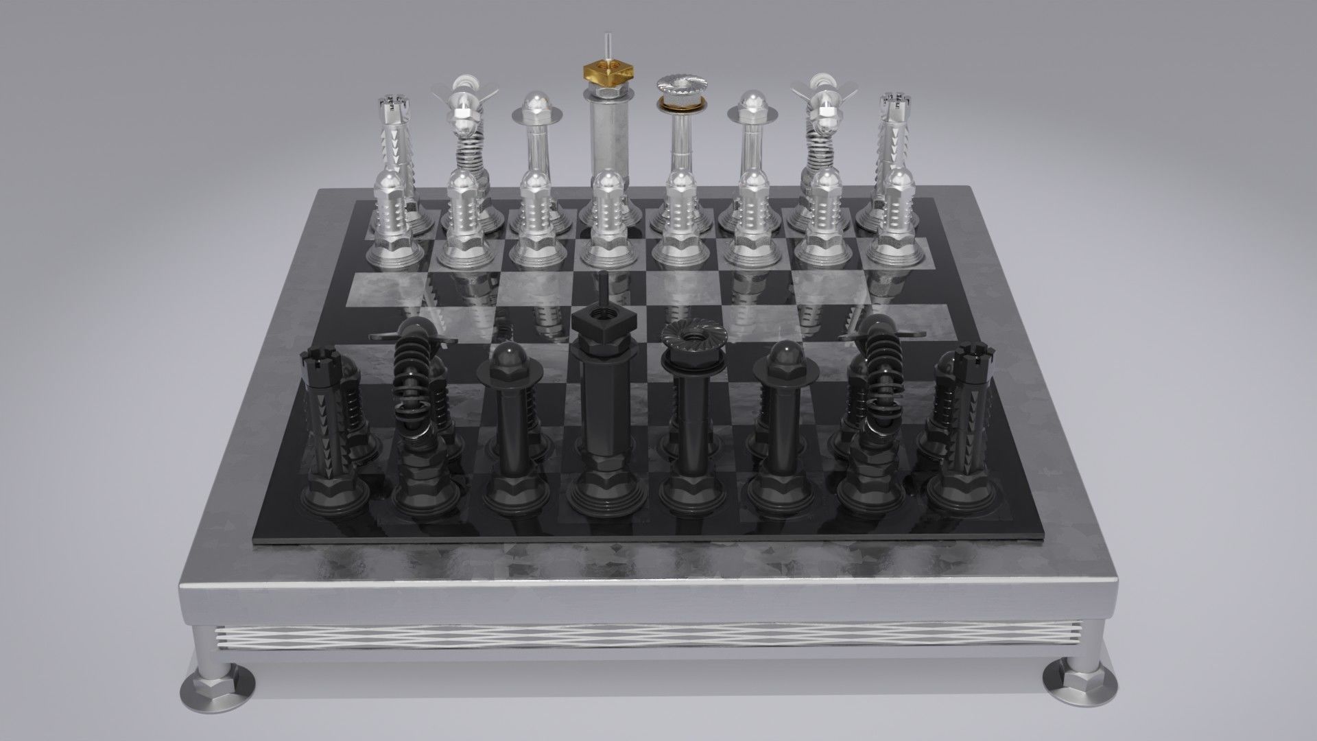 3D model Chess stylized set pieces and board 01 VR / AR / low-poly ...