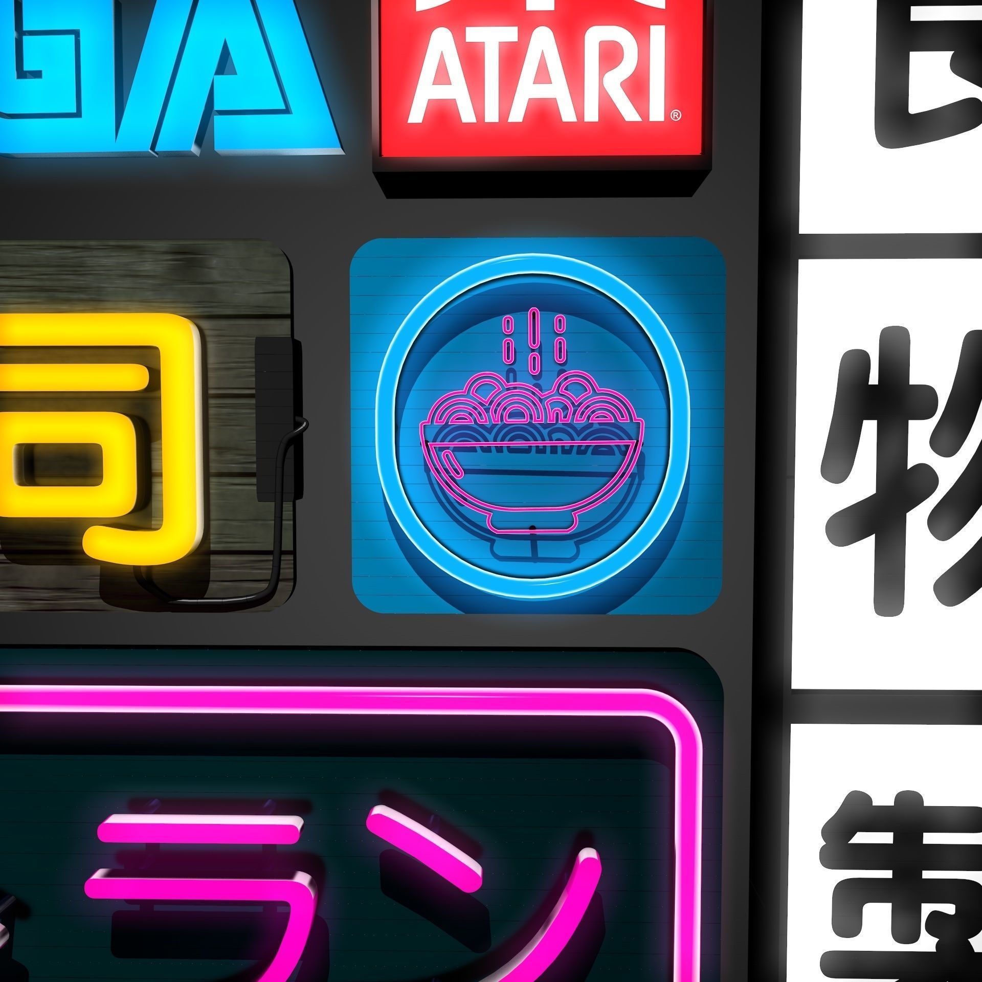 3D model 14 Sci-Fi Neon Signs Cyberpunk Collection Pack Vol 1 VR / AR ...
