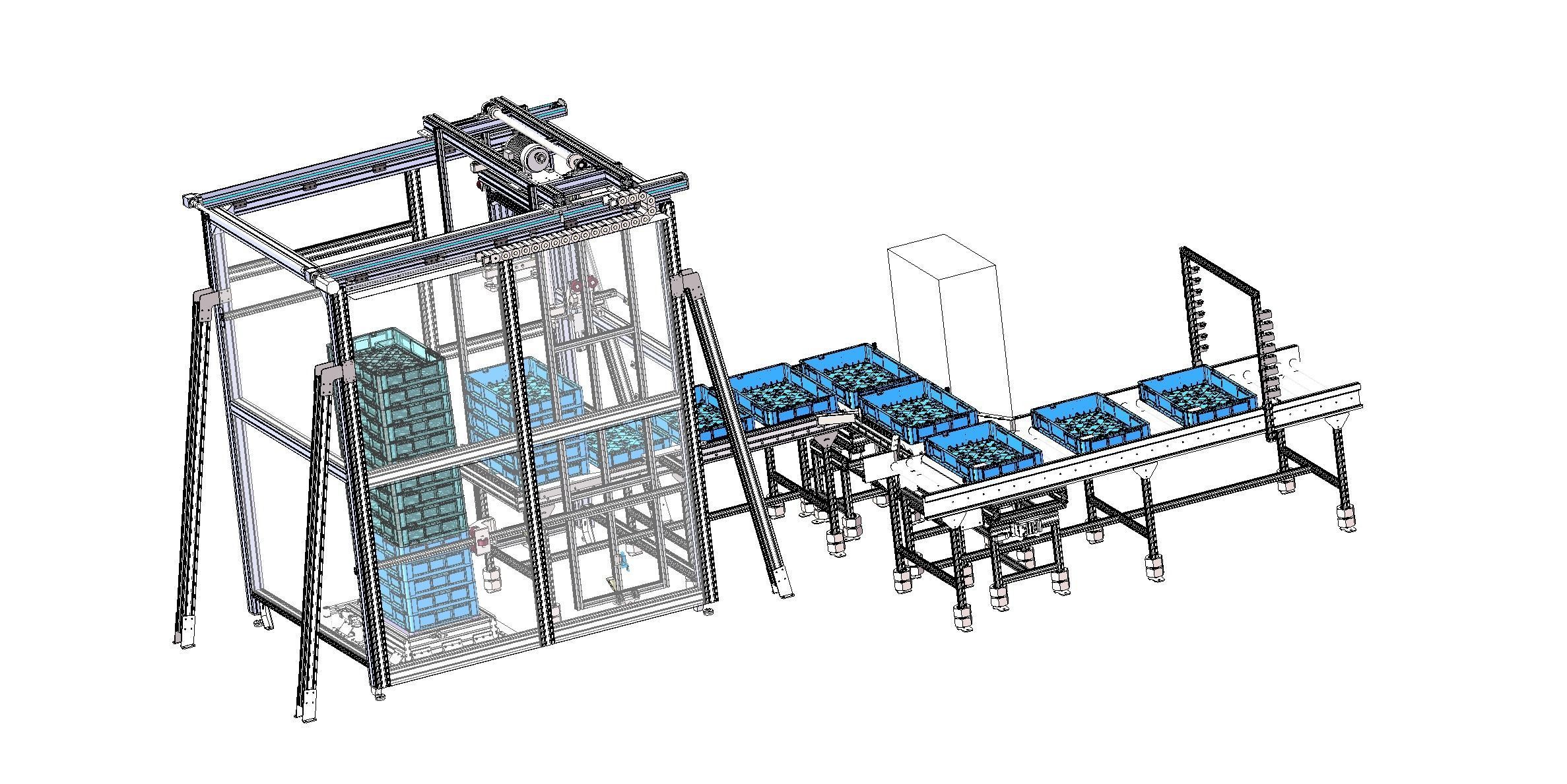 Plastic box stacking conveyor 3D model | CGTrader