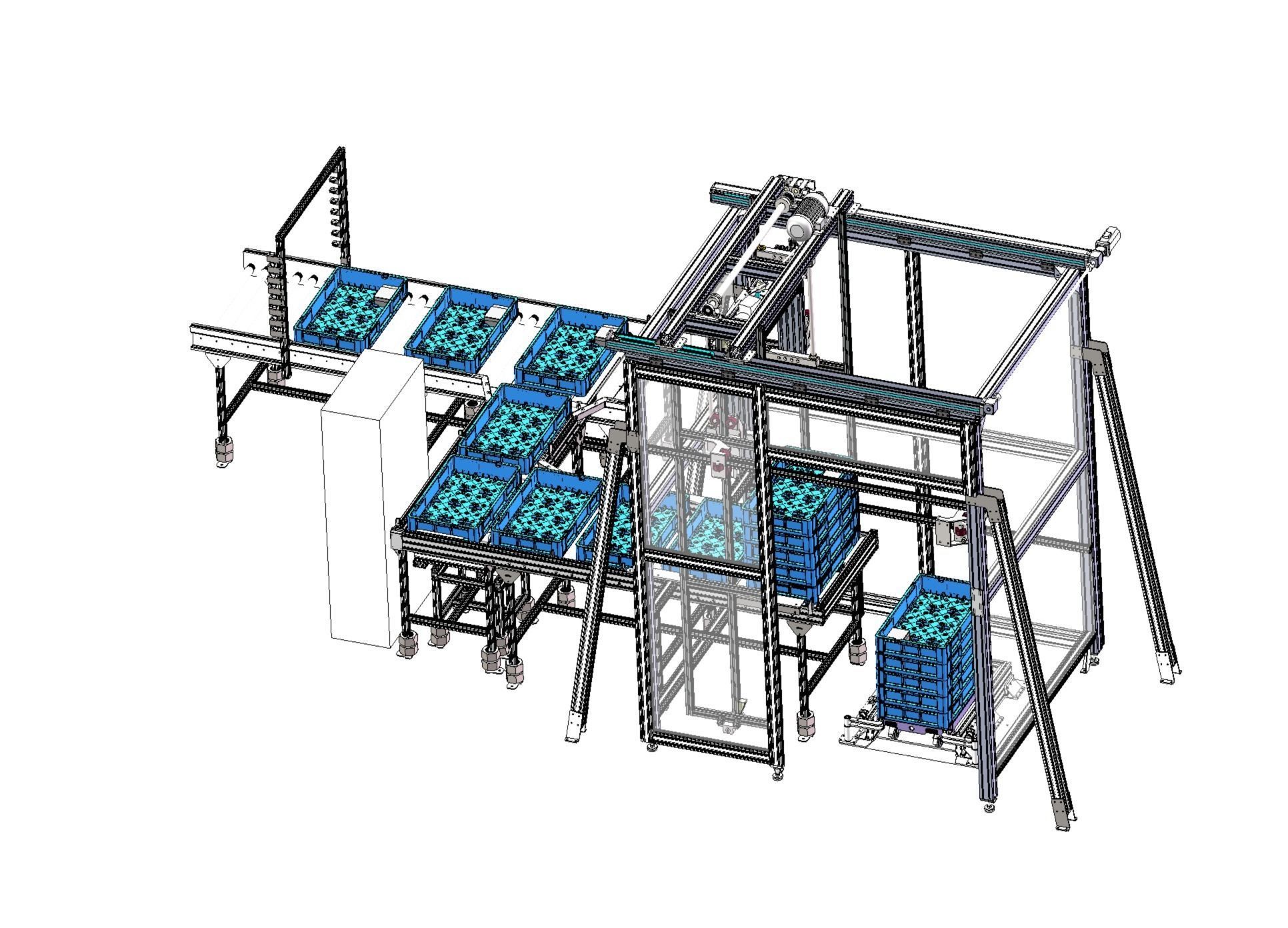 Plastic box stacking conveyor 3D model | CGTrader