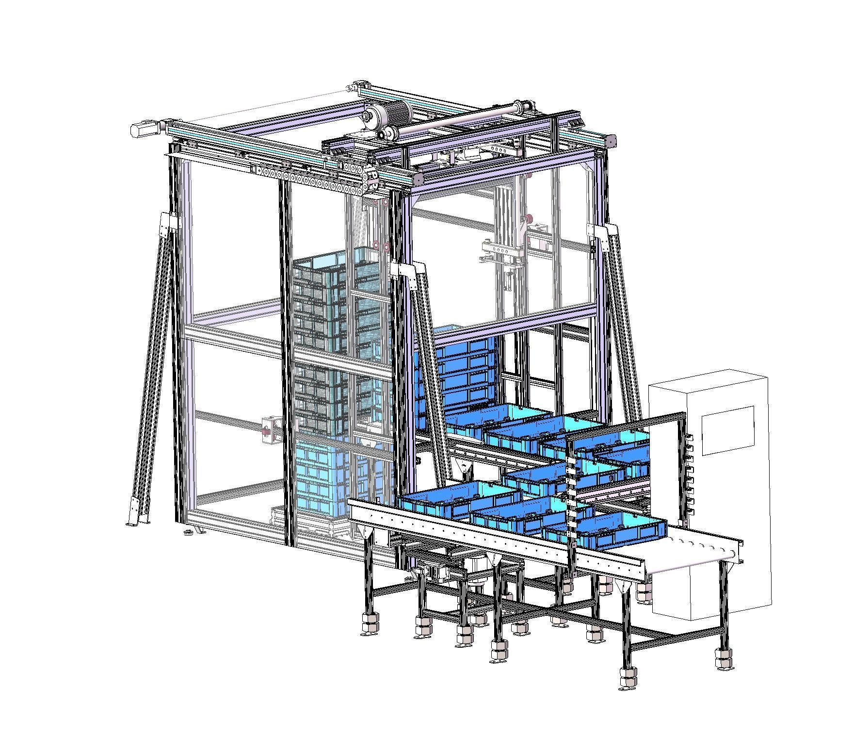 Plastic box stacking conveyor 3D model | CGTrader