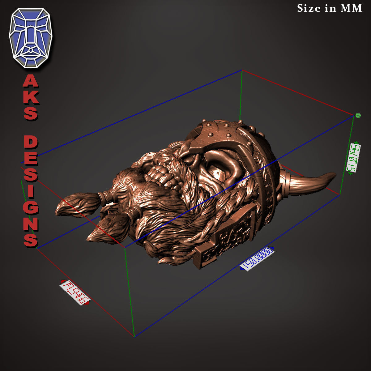 Ancient viking warrior skull v1 Bas relief for wall decoration 3D model ...