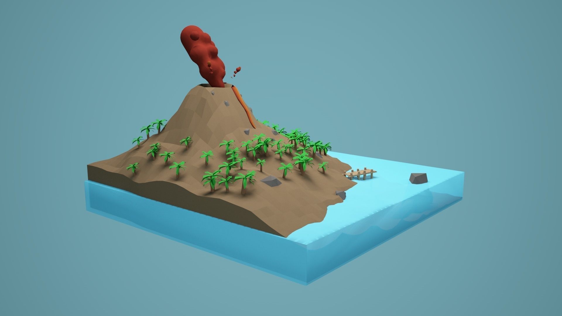 3D model LOW POLY VOLCANO VR / AR / low-poly | CGTrader