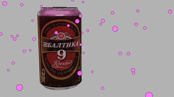 Baltika 9 can of beer with bubbles 3D model | CGTrader