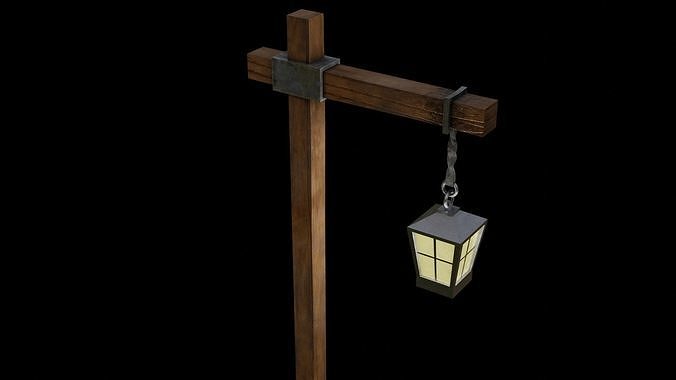 low-poly lamp with 2k PBR materials free VR / AR / low-poly 3D model ...
