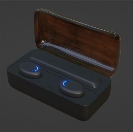3D model Earbud wireless earphones with charging case VR / AR / low ...